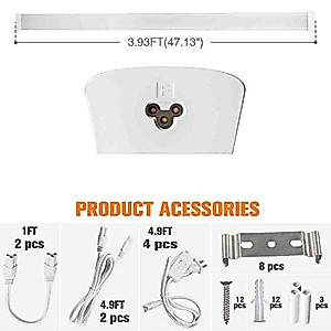 (Pack of 4) LED Shop Light 4FT, 40W 4500LM 5000K Daylight White, Linkable LED Light Bar for Room, Garage, Corded Electric with Built-in ON/Off Switch, Frosted Cover