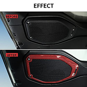 Voodonala for Jeep JL Top Speaker Audio Surround Trim for 2018 2019 Wrangler JL JLU 2020 Gladiator JT Trunk Red Carbon Fiber