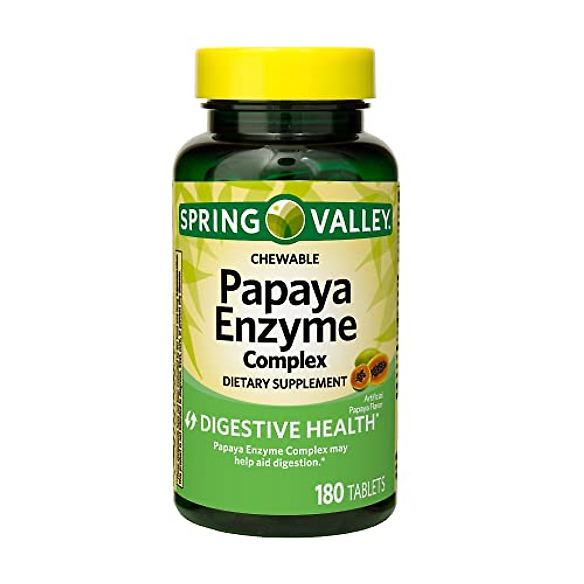 Support Optimal Digestion and Nutrient Absorption with Spring Valley Papaya Enzyme Complex - Chewable Tablets Dietary Supplement, 180 Count. Includes Luall Fridge Magnetic