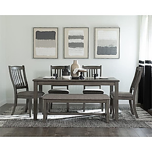 HFO Allston Park 19.5" Upholstered Fabric Farmhouse Rustic Solid Wood Dining Bench for Kitchen Dining Room in Gray