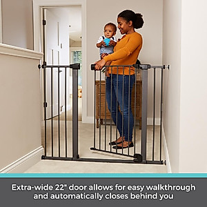 Toddleroo by North States Riverstone Extra Tall & Wide Self-Closing Baby Gate with Door. Pressure Mounted Baby Gates for Doorways, Child Gate Fits Openings 29.75” to 52” Wide. (36" Tall, Graphite)