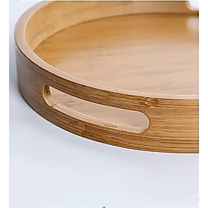 Bamboo, Coffee Table Tray, Great as Farmhouse Decor, Round Wooden, Serving Trays or Serving Platter, Wood Serving Tray, Bamboo Tray as a Decorative Tray, Works as Coffee Table Trays for Living Room