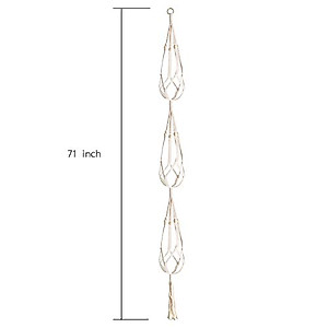 ENUOSUMA 3 Tier Macrame Plant Hanger Indoor with 1 Hook, Handmade Hanging Planter Hanging Flowers Pot with Tassels, Hanging Plant Holder for Home Decor - Cotton Rope, 4 Legs, 71 Inch