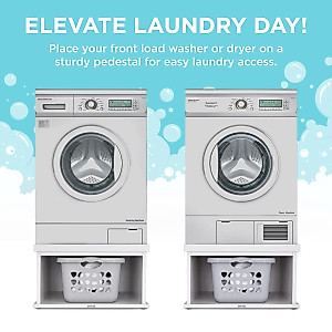 Ivation | Wooden Laundry Pedestal for Washer & Dryer, Made to Fit All Machines - Whirlpool, LG, GE, Samsung, and More, Made of Durable Solid Wood Material, 33.86” x 29.92”, 2 Pack