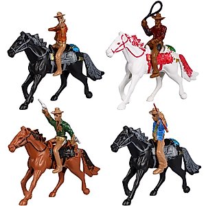 Farm Animals Toys for Kids 3-5, 4Pcs Farm World Western Riding Horse Toys, Plastic Action Figure for Home Office Table Decor, for Kids