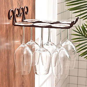 HOWDIA Wine Glass Rack Wall Set of 2 Bronze, Stemware Rack, Wine Glasses Holder Storage Hanger Organizer Metal for Cabinet Kitchen or Bar