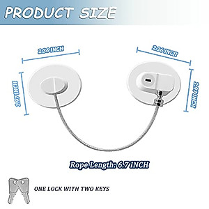 2 Pcs Refrigerator Lock, Fridge Locks for Kids, Cabinet Locks with Keys, Mini Fridge Locks for Kids, Used in Refrigerator Door, Cabinets, Drawers, Toilet Seat (White Rotundity-2 Pack)