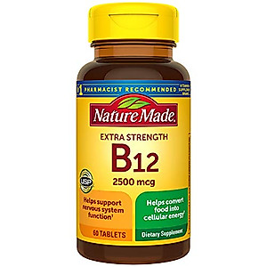 Nature Made Extra Strength Vitamin B12 2500 mcg Tablets, 60 Count for Metabolic Health