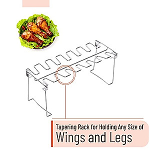 UNCO- Chicken Leg Rack for Grill with Drip Pan, 14 Slots Stainless Steel, Chicken Wing Rack for Smoker, Chicken Drumstick Rack, Chicken Stand for Smoker, Chicken Drumstick Holder, Grill Rack.