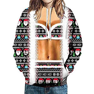 Women's Sweatshirt Thenlian Christmas Women Funny Print Christmas Sweatshirt Crewneck Various Design Tops(L, Black)