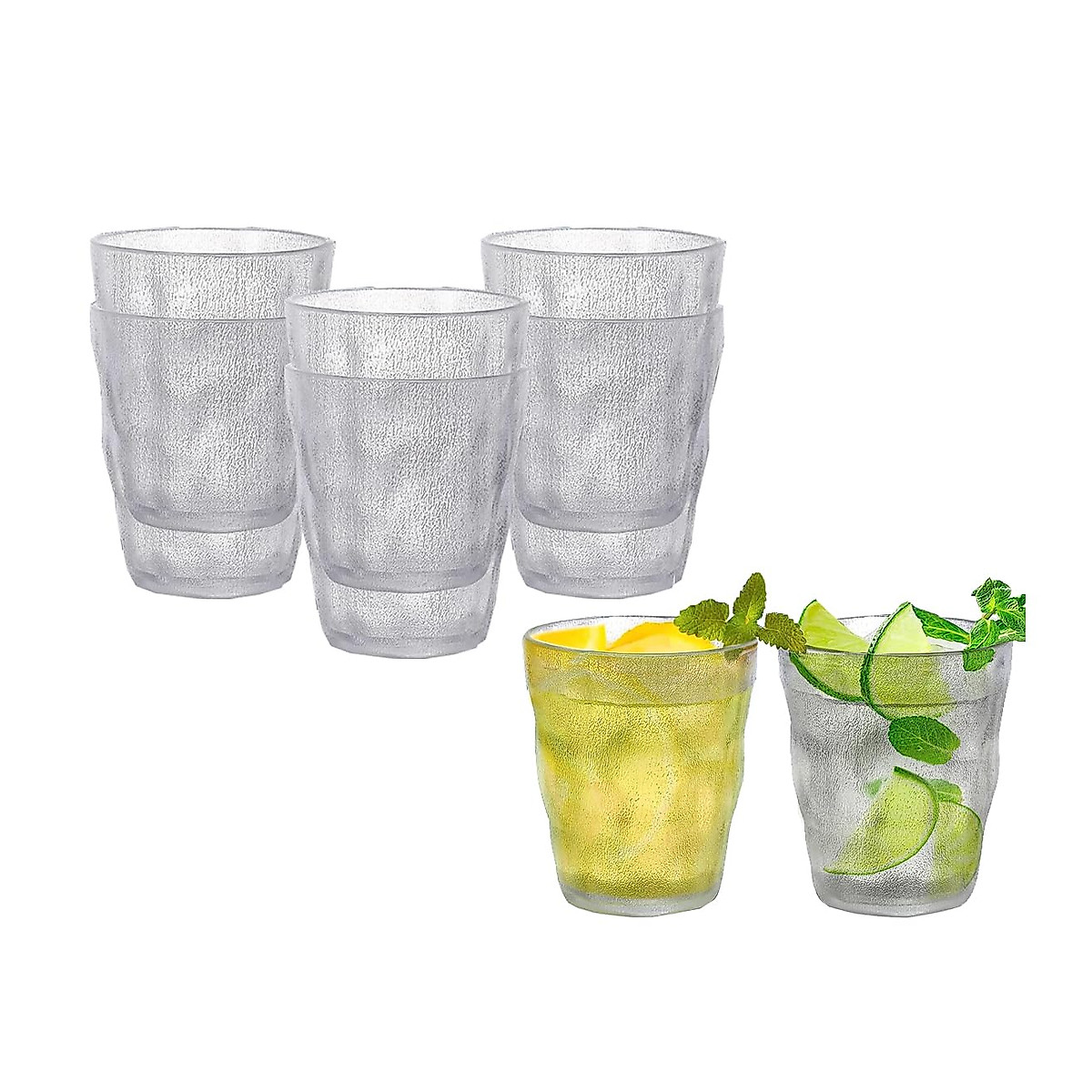 czmylzytt Set of 8 Acrylic Drinking Cups, 8 Oz Reusable Plastic Drinking Glasses, Juice Cups for Hot and Cold Drinks, BPA-Free, Drinking Cups Suitable for Party, Kitchen (Cups-Grey)