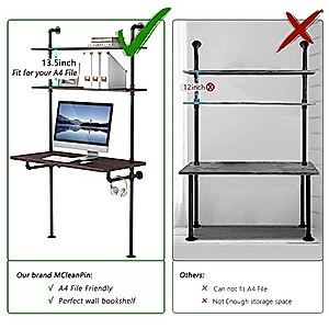 MCleanPin Industrial Computer Desk with Shelves,Ladder Shelf Desk,Wall Mount Desk with Shelf,79inch Home Office Computer Table, 2-Tier Rustic Wall Ladder Desk（W40inch）