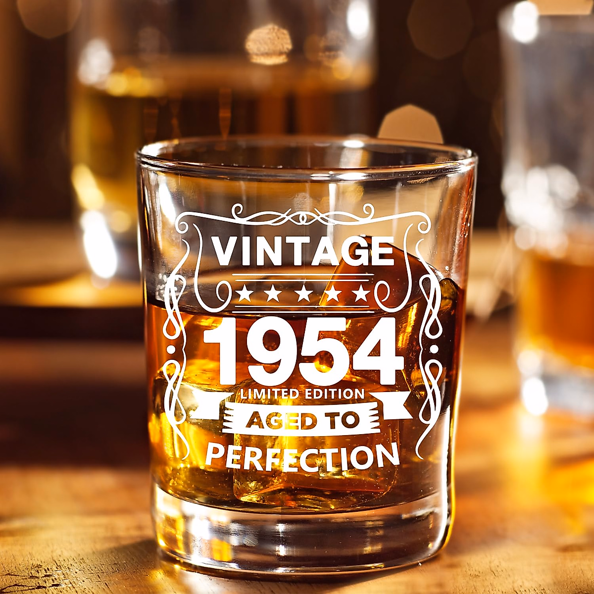 Old Fashioned Glasses-1954-Vintage 1954 Old Time Information 10.25oz Whiskey Rocks Glass -70th Birthday Aged to Perfection - 70 Years Old Gifts Bourbon Scotch Lowball Old Fashioned-1PCS