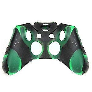 OSTENT Colorful Soft Silicone Protective Case Cover for Microsoft Xbox One Controller - Color Green and Black