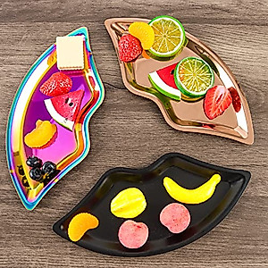 Stainless Steel Decorative Tray Jewelry Tray Black Tray Lip Shaped Earrings Storage Necklace Holder Food Tray for Bathroom Vanity Counter Coffee Table,9.5 Inch,Black