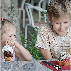 2Pack Ice Cream Scoop - Comfortable Stainless Steel Icecream Scooper With Non-Slip Rubber Grip, Ice Cream Spade Great for Sorbet, Almon,Cookie Dough, Melon (Black&Zinc)