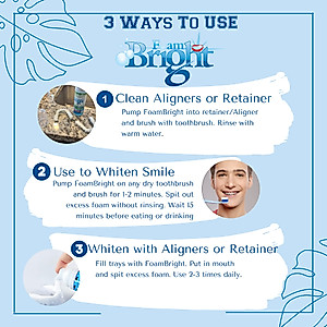 Retainer Foam Cleaner & Teeth Whitening Formula. The Ultimate Cleaning Toothpaste for Aligner Retainers. Great for All Kinds of Clear Retainers, Braces & Aligners. Safe for Dentures. (3 Pack)