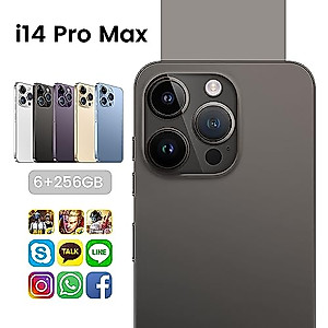 MMY I14 Pro MAX Unlocked Cell Phone, Long Battery Life 6.82" HD Screen Unlocked Phones, 6+256GB Android 13 Smartphone with 128G Memory Card, Dual SIM/Fingerprint Lock/Face ID/GPS - Black