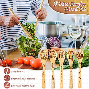 Nuenen 7 Pcs Father's Day Gifts Grandpa Gifts Papa Gifts, Dad Gift from Daughter Cutting Board Apron Bamboo Spoons Utensils(Dad)