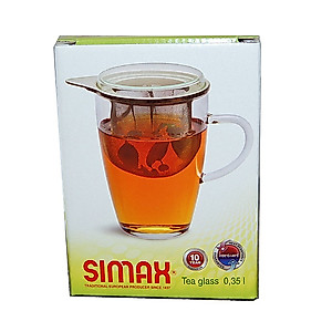 Simax Glassware Lyra Tea Cup/Glass with Strainer, 12-Ounce, 12 Ounce, Clear