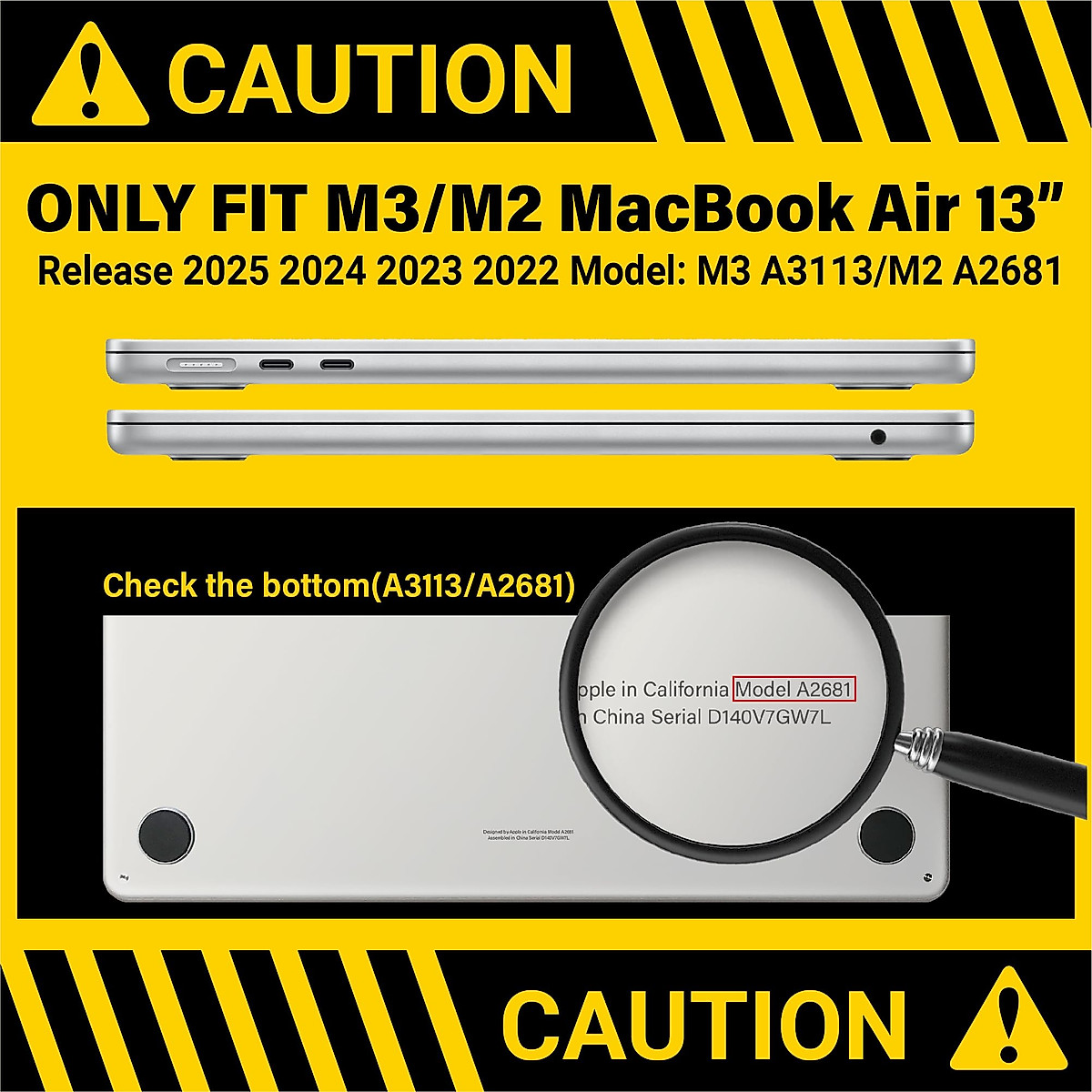 IBENZER Compatible with 2025 2024 2023 2022 MacBook Air 13 inch Case M3 A3113 M2 A2681, Hardshell Case & KeyboardCover & ScreenFilm for Mac Air 13.6 with Touch ID, Frost Clear, KK-CL+2
