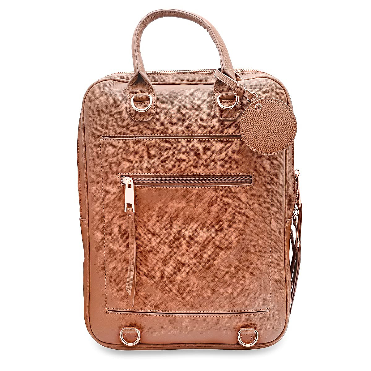 Steeltime Unisex Super Soft Premium Vegan Leather Travel Backpack with 6 Compartments a Built In Mirror and Luggage Adaptable (Brown)