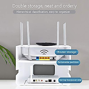 Floating Shelves Surge Protector for Switchboard Cover and Wire Management Container Router and Cable Management Box Wall-Mounted for Desktop Floor with Router Frame