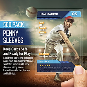 Standard Card Sleeves 500pk | Penny Sleeves. Baseball Card Sleeves. Soft Trading Card Sleeve. Penny Sleeves for Trading Cards. Plastic Card Sleeves. Ultra Clear Card Sleeves. Pro Sports Card Sleeves.