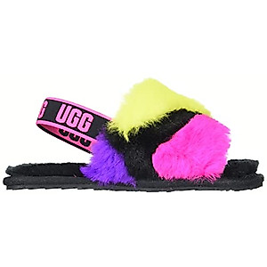 UGG Girls T Fluff Yeah Party Spots Slipper, Black, 10 Toddler