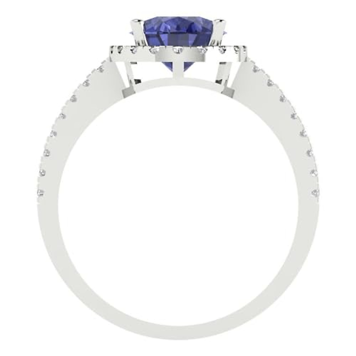 Clara Pucci 2.27 Carat oval Shape faux tanzanite 14k white gold engraving bridal engagement wedding halo ring 6.5