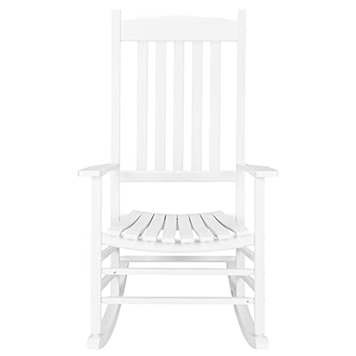 Patio Rocking Chair, Wooden Porch Rocker with High Back, 350Lbs Support Rocking Chairs for Both Outdoor and Indoor, Rocker Chair Patio Seating Chairs Rocking Chairs, Oak White 68.5X86X115CM