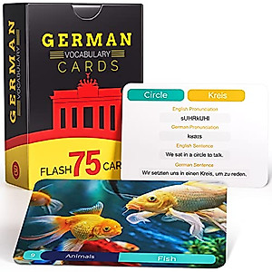 German Vocabulary Flash Cards - 75 Beginner Vocab with Pictures - Memory & Sight Words - Travel & Quick Reference - Educational Language Learning Game Play - Kids, Grade School, Classroom, Homeschool