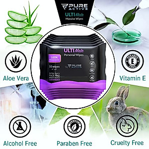 Body Wipes for Women - 12 Pack - 120 Extra Thick Deodorant Wipes - Rinse-Free Lavender Body Wipes - Wet Wipes for Body And Face (120 Wipes 6" x 8", Lavender)