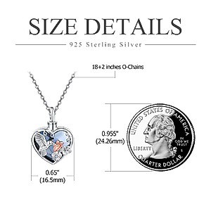 AENEAS Hummingbird Urn Necklace for Ashes Heart Sterling Silver Sympathy Gifts for Loss of Loved One Cremation Jewelry Memorial Gifts for Women