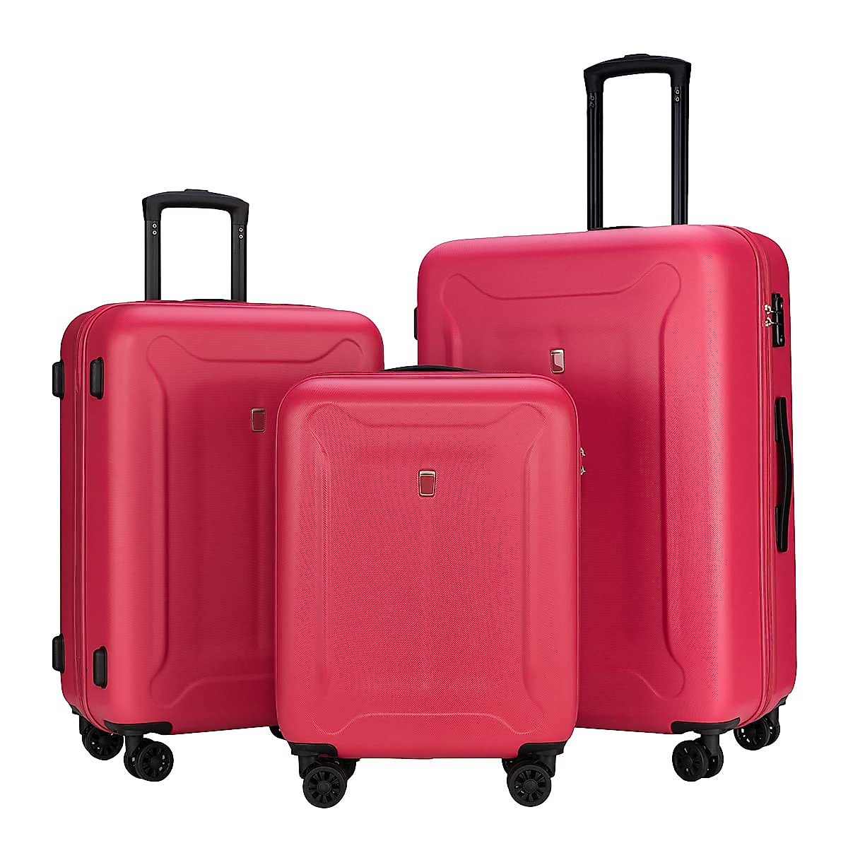 Widfre Luggage Sets 3 Pieces Carry on Suitcase Hardshell Lightweight Travel with Double Spinner Wheels Locks TSA Approved (Hot Pink)