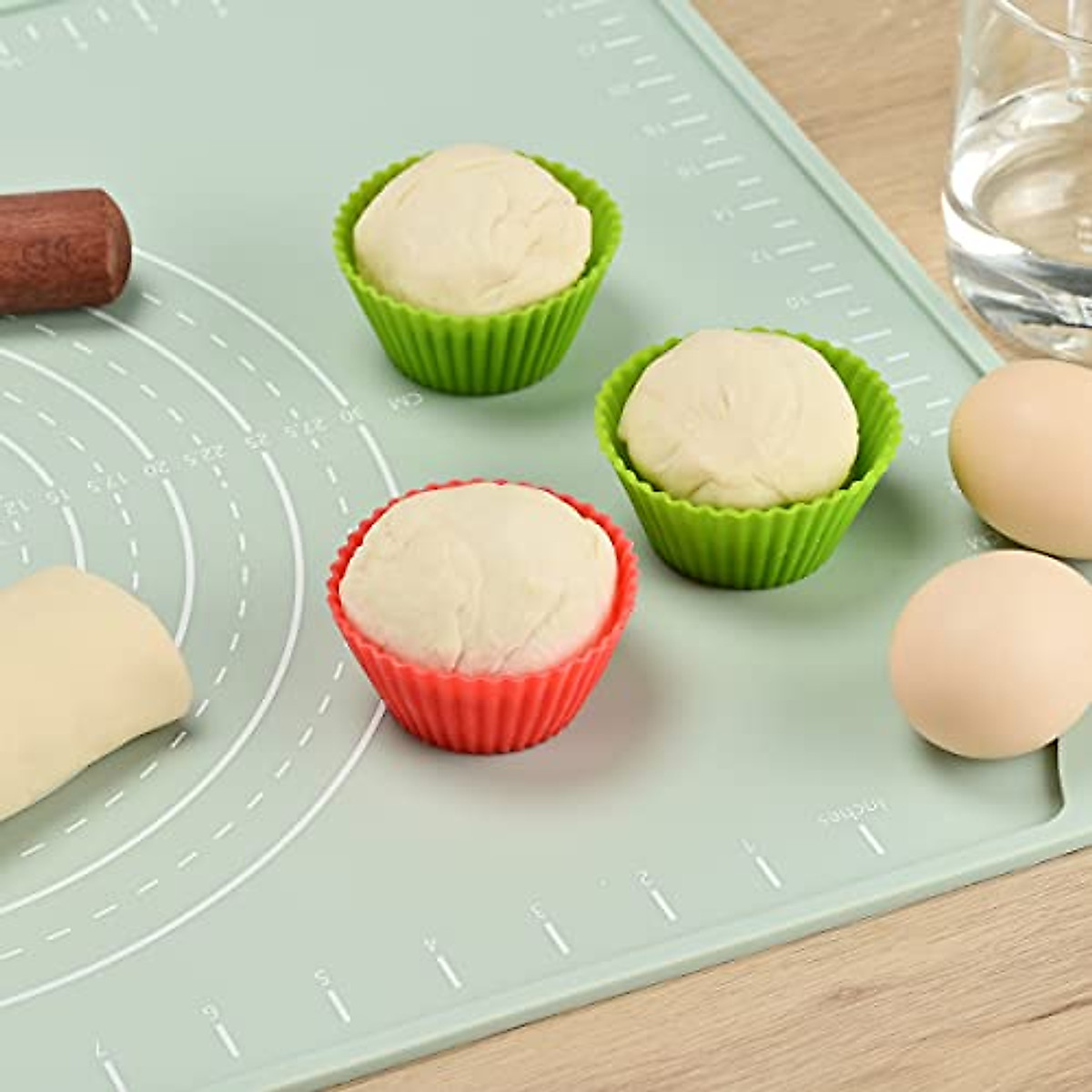 EuChoiz Silicone Pastry Mat 24"*16" Extra Thick Non Stick Baking Mat Food Grade Silicone Dough Rolling Bake Mat with Edge Heightening