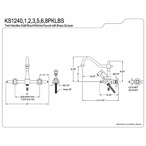 Kingston Brass KS1245PKLBS Duchess Bridge Kitchen Faucet, 8-1/2" In Spout Reach, Oil Rubbed Bronze