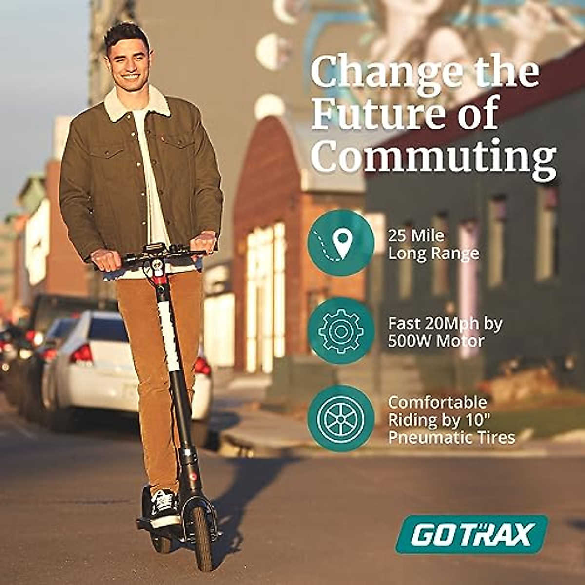 Gotrax G4 Electric Scooter, 10" Pneumatic Tires, Max 25 Mile Range and 20Mph Power by 350W Motor, Double Anti-theft Lock, Bright Headlight and Taillight, Foldable and Cruise Control Escooter for Adult
