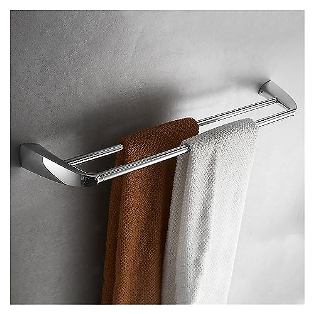 Towel BAR Rack Towel Rack Wall Mounted Double Towel Storage Rack Towel Bar,Zinc Alloy Towel Rod,Polished Finish Towel Shelf Holder for Bathroom and Kitchen/60Cm