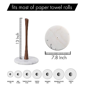 KES Wood Paper Towel Holder Countertop Black Walnut Paper Towel Holders with Marble Base for Standard or Jumbo-Sized Rolls, KPH801B