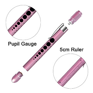 ALMOCN 3 Pack Pen Light,Nurse Medical Reusable LED Penlight White Light with Pupil Gauge and Ruler,Teal + Purple + Rose Gold
