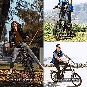 Populo 20'' Folding Electric Bike for Adults, 250W 36V Electric Bicycle with Removable Battery, Lightweight Aluminum Ebike with Suspension Fork, Lights & Rear Rack Included, USB Charge.