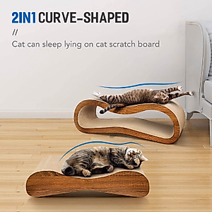 2 in 1 Cat Scratcher Cardboard Lounge Bed, Cat Scratching Board, Durable Board Pads Prevents Furniture Damage,Large