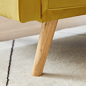 MWrouqfur Modern Fabric Sofa Bed Futon,Convertible Sleeper Loveseat with 2 Pillows and Armrests,75" Folding Recliner Couch Bed with Solid Wood Legs for Living Room Apartments Office (Yellow-New)