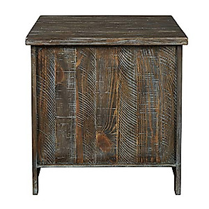 Signature Design by Ashley Danell Ridge Rustic Square End Table with Double Cabinet Doors and 1 Storage Shelf, Brown
