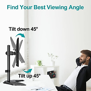 MOUNT PRO Single Monitor Stands Fits 13-32 inch/17.6 lbs Screen, Free Standing Computer Monitor Mount, Monitor Desk Stand with Adjustable Height/Tilt/Swivel/Rotation, VESA Monitor Stand 75x75 100x100