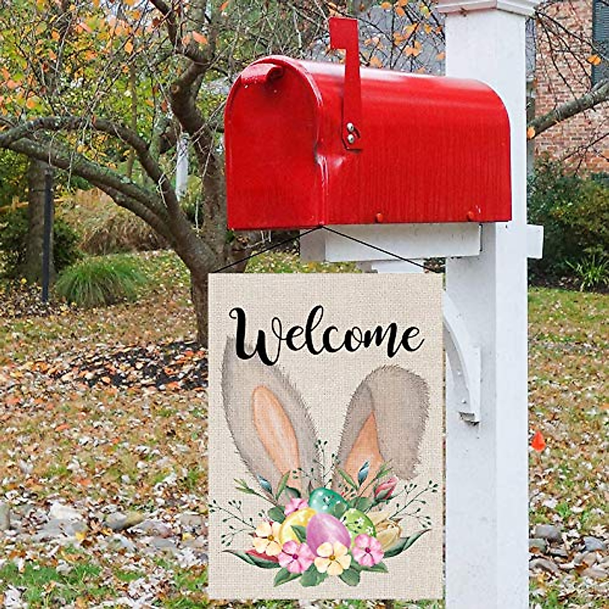 Spring Easter Ears Garden Flag for Outside 12x18 Double Sided Small Welcome Easter Eggs Garden Yard Flags Farmhouse Home Easter Garden Yard Outdoor Decor
