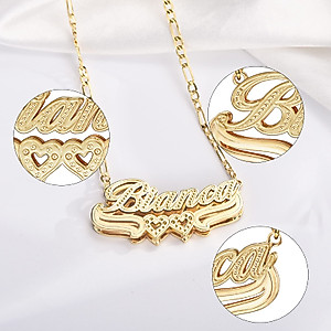 Double Plated Nameplate Personalized Necklace Custom Heart Necklace 18K Gold-Plate Name Plates Necklace Jewelry Gifts for Women