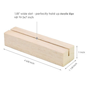 UNIQOOO 5 Pack Wood Table Number Stands | 1/8” Thick Acrylic Sign Holders | Oak Wood Display Stands | Place Card Holder, Perfect for Retail Shop Wedding Dinner Party, Events Decoration, Retail Shop