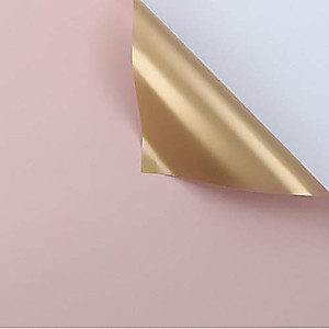 Double Sided Golden Flower Wrapping Paper Waterproof Gift Packaging Florist Bouquet Wraps, 20 Sheets 23.6X23.6 Inch (10)